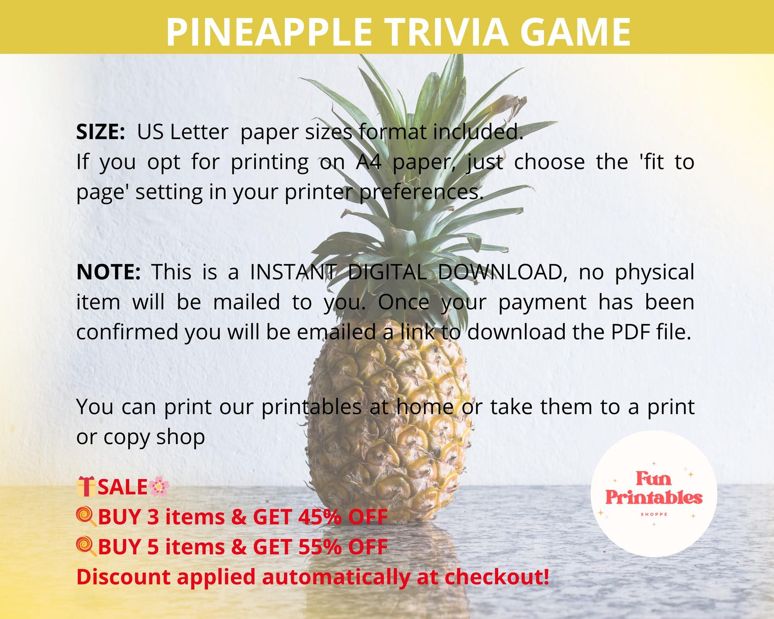 Pineapple Trivia Game,hawaiian Party Game,luau Birthday,tropical Game ...