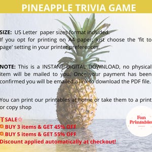 Pineapple Trivia Game,hawaiian Party Game,luau Birthday,tropical Game ...