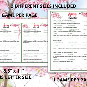 Spring Trivia Game, Fun Spring Questions, Spring Activity for Kids ...