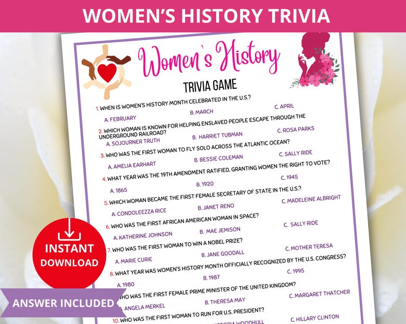 Women's History Month Trivia,international Women's Day Games,famous ...