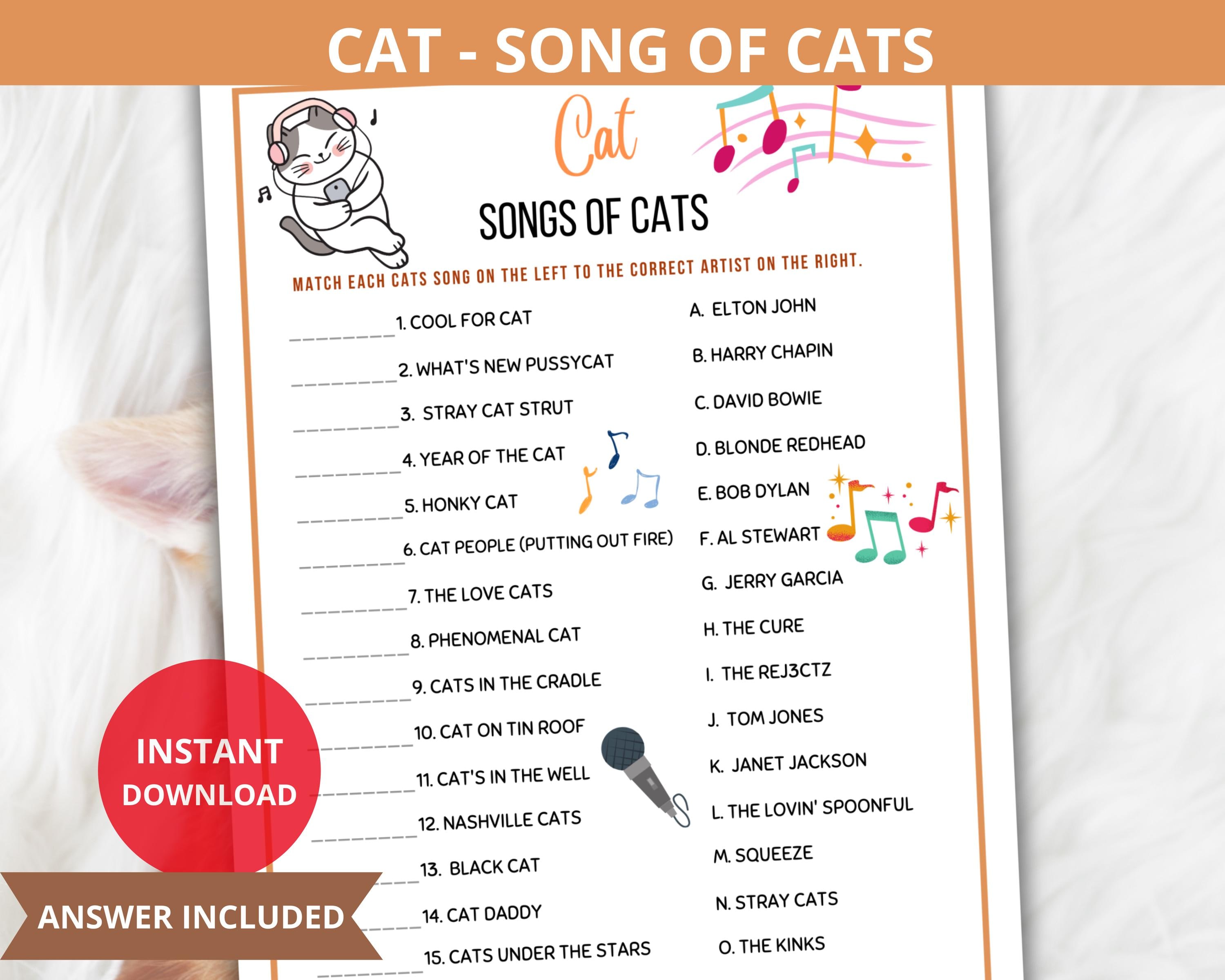 Songs of Cats Matching Game,cats Trivia,cats Song Match,pets Music Quiz ...