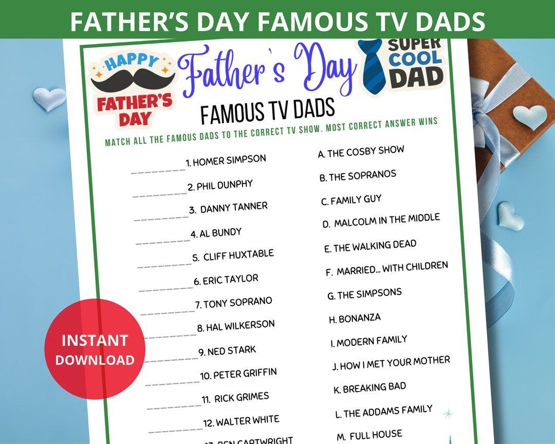 Famous Tv Dads,tv Fathers Day Match,fathers Day Trivia,fathers Day ...