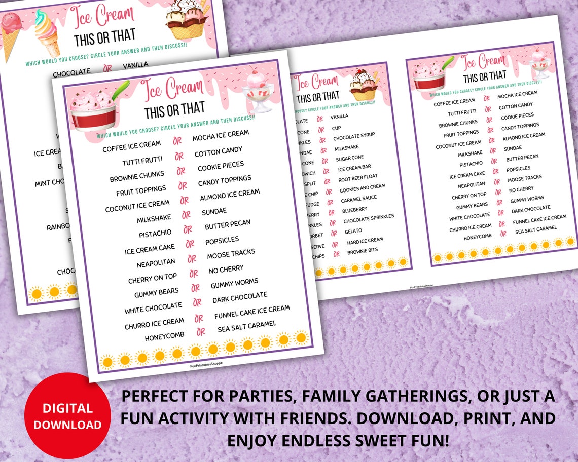 Ice Cream This or That,ice Cream Party Games,summer Activities,ice ...