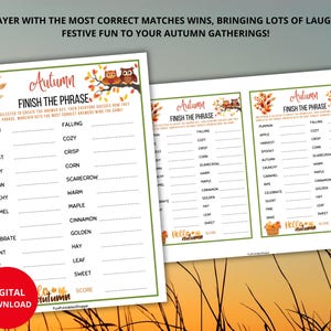 Fall Finish the Phrase,autumn Party,fall Activities,fun Harvest Game ...