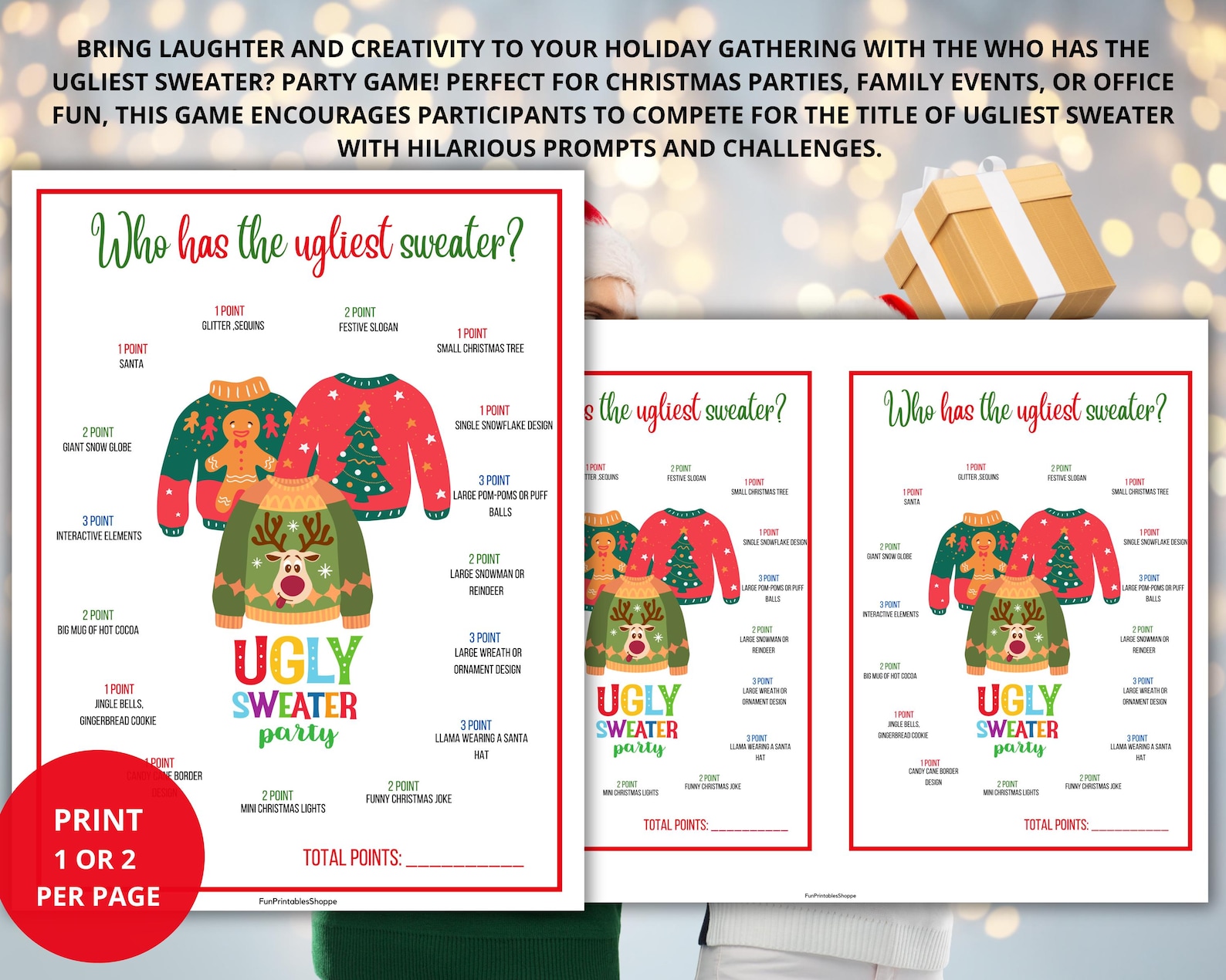 Who Has the Ugliest Sweater,christmas Ugly Sweater,xmas Icebreaker ...