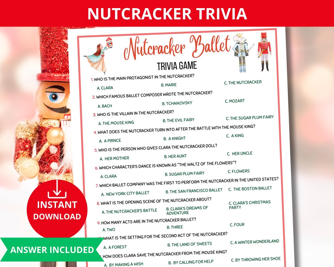 Nutcracker Trivia,christmas Trivia,christmas Quiz,holiday Trivia,christmas Icebreaker,christmas ...