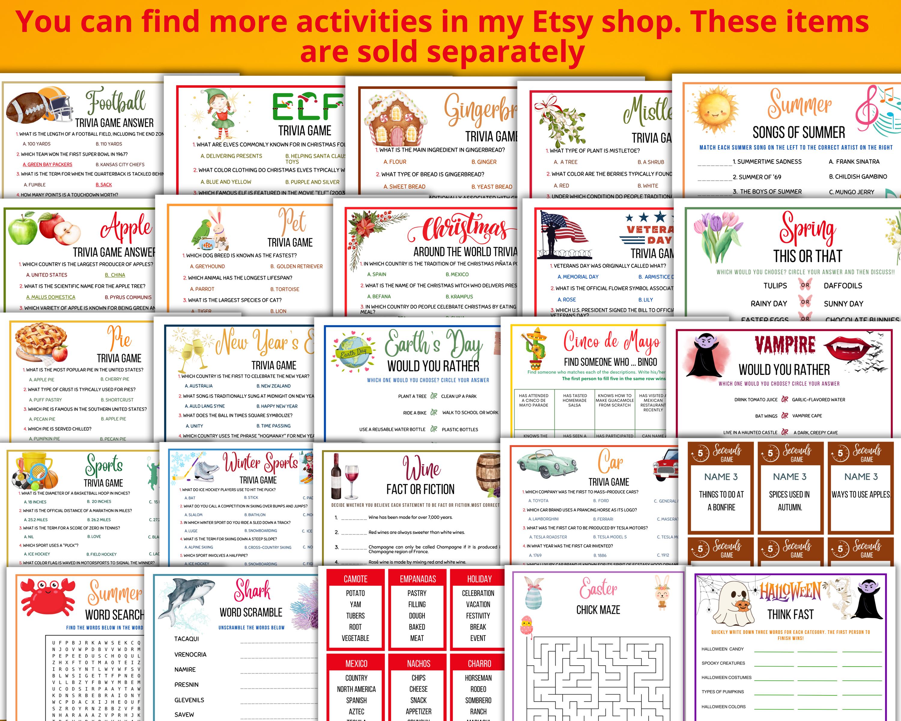 Popcorn Trivia Game,popcorn Quiz Game,food Trivia,popcorn Bar Activity ...