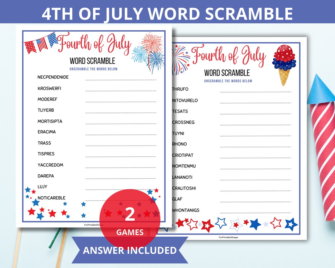 4th of July Word Scramble,4th of July Word Search,4th of July ...