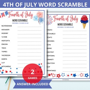 4th of July Word Scramble,4th of July Word Search,4th of July ...