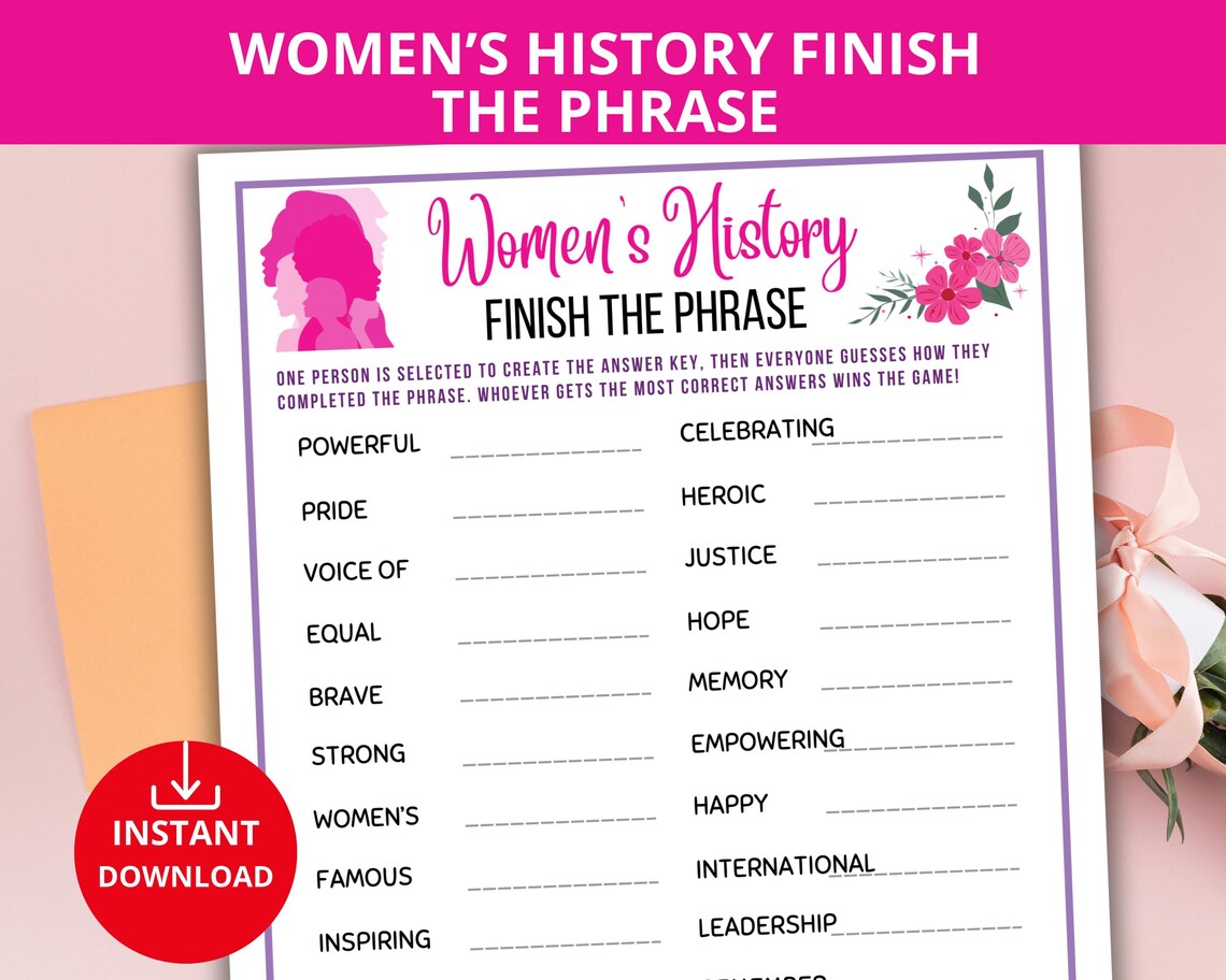 Women's History Month Finish the Phrase,womens History Trivia,women ...