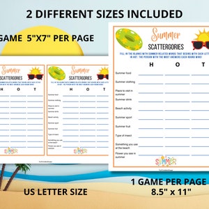Summer Scattergories Game,summer Family Reunion,summer Fun Game,summer ...