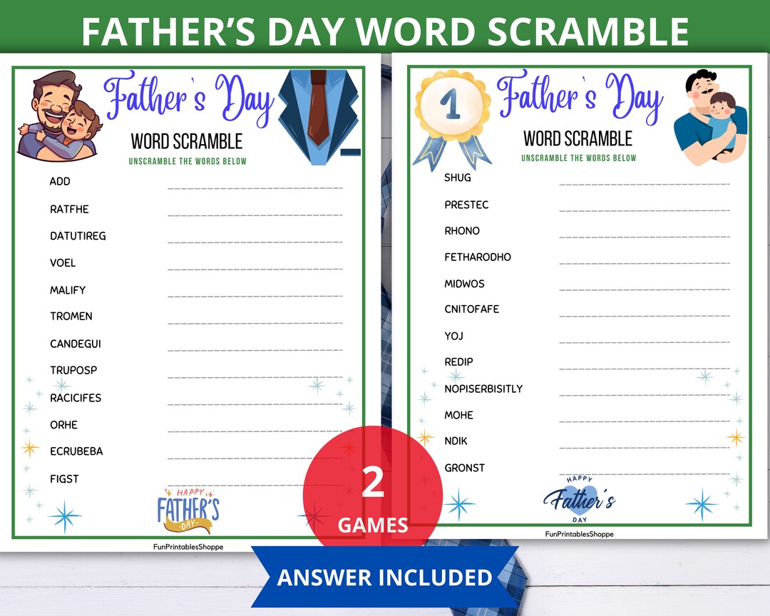 Father's Day Unscramble ,father's Day Word Scramble,father's Day Games ...