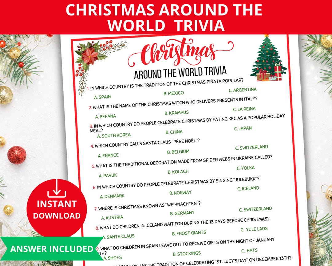 Christmas Around the World Trivia,christmas Trivia,christmas Quiz Game ...