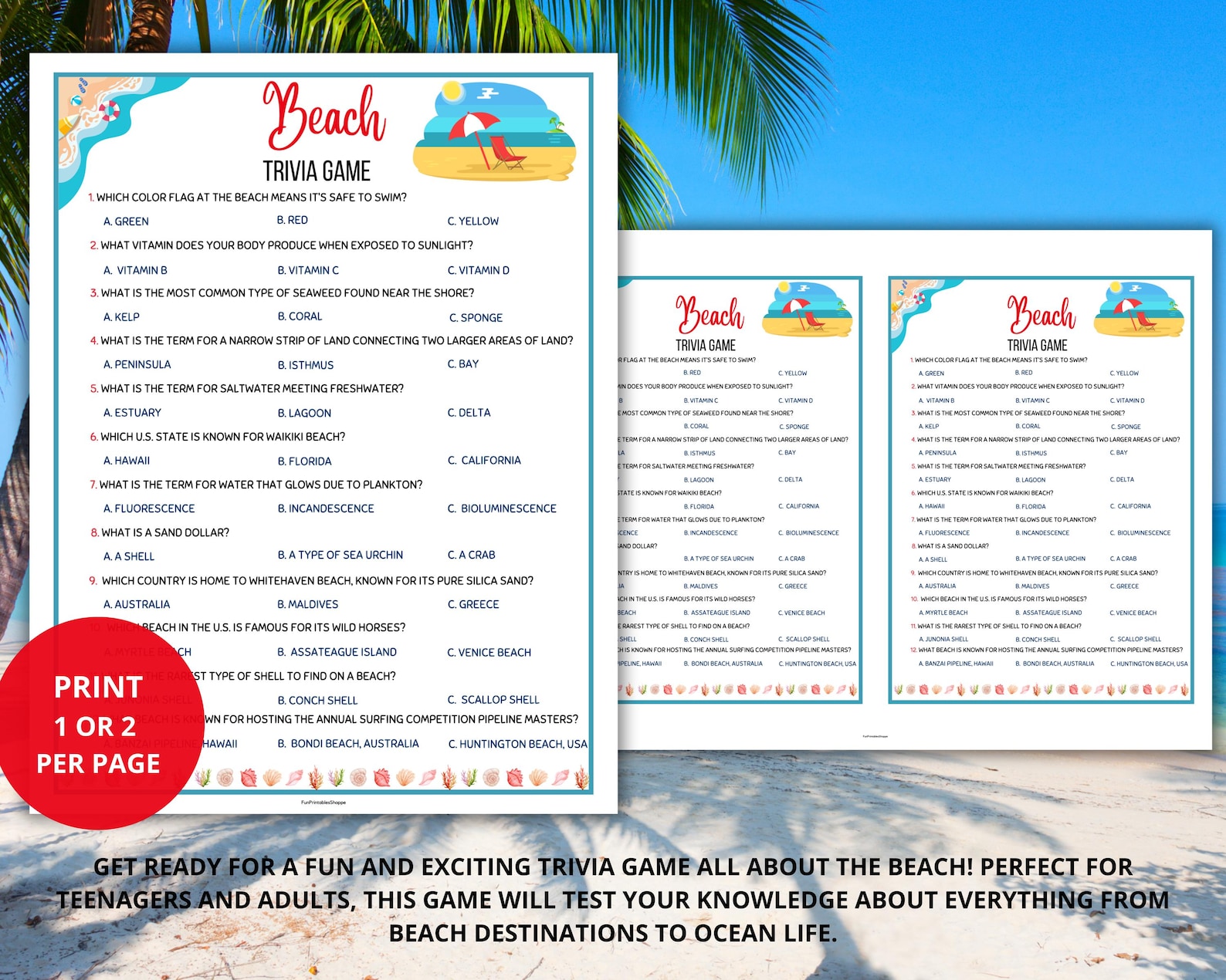 Beach Trivia Game,ocean Trivia,sea Trivia Game,summer Trivia,fun Beach ...