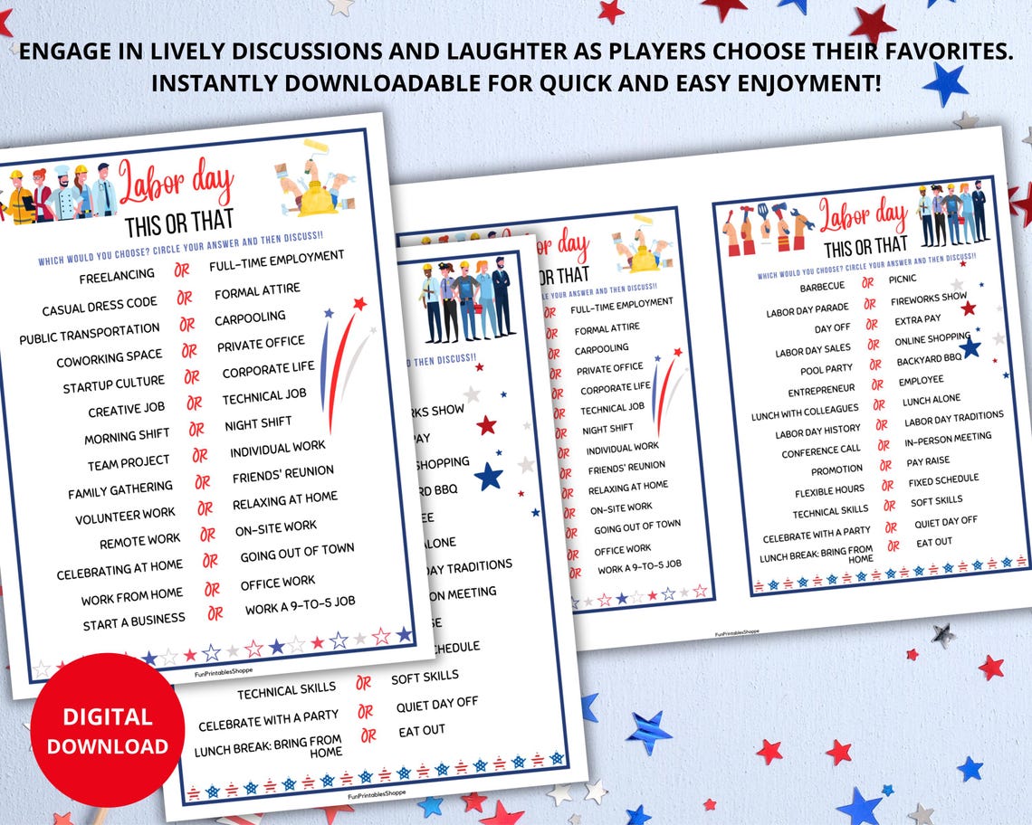 Labor Day This or That,labor Day Party Games,labor Day Activity,labor ...
