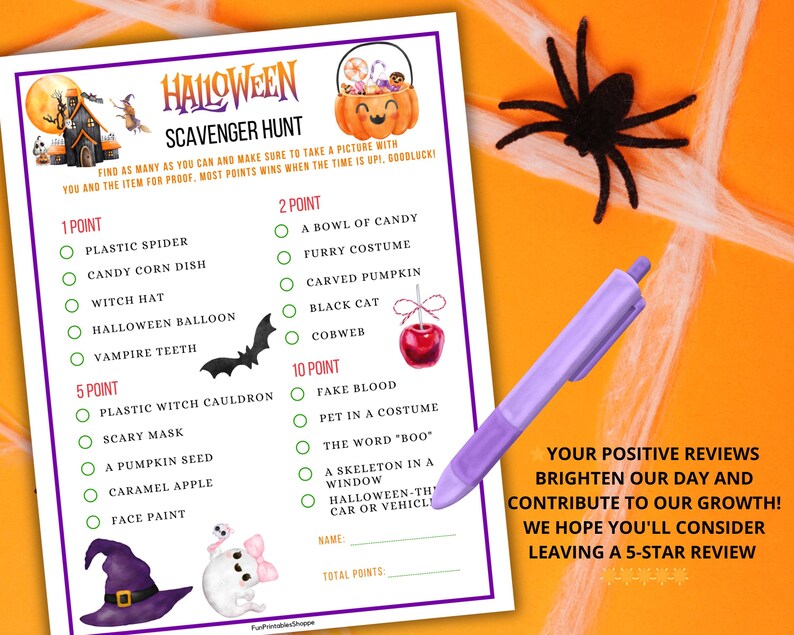 Halloween Photo Scavenger Hunt,outdoor Scavenger Hunt,fun Halloween ...