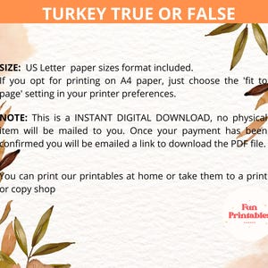 Turkey Day Quiz,thanksgiving Turkey Game,thanksgiving Fact or Fiction ...