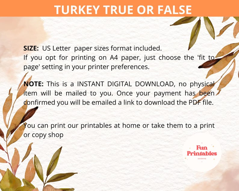 Turkey Day Quiz,thanksgiving Turkey Game,thanksgiving Fact or Fiction ...