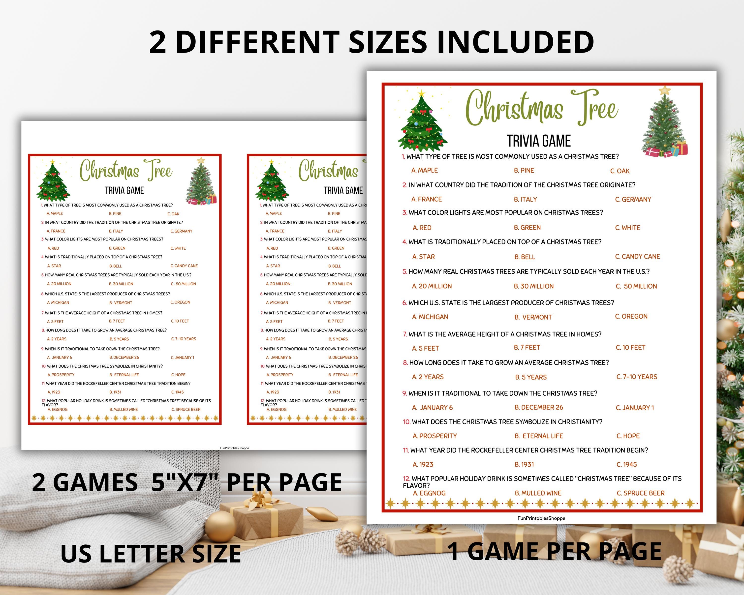Christmas Tree Trivia,christmas Trivia,christmas Tree Quiz,holiday ...