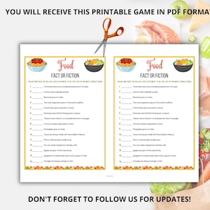 Food Fact or Fiction,food Trivia Game,food Quiz,food True or False ...