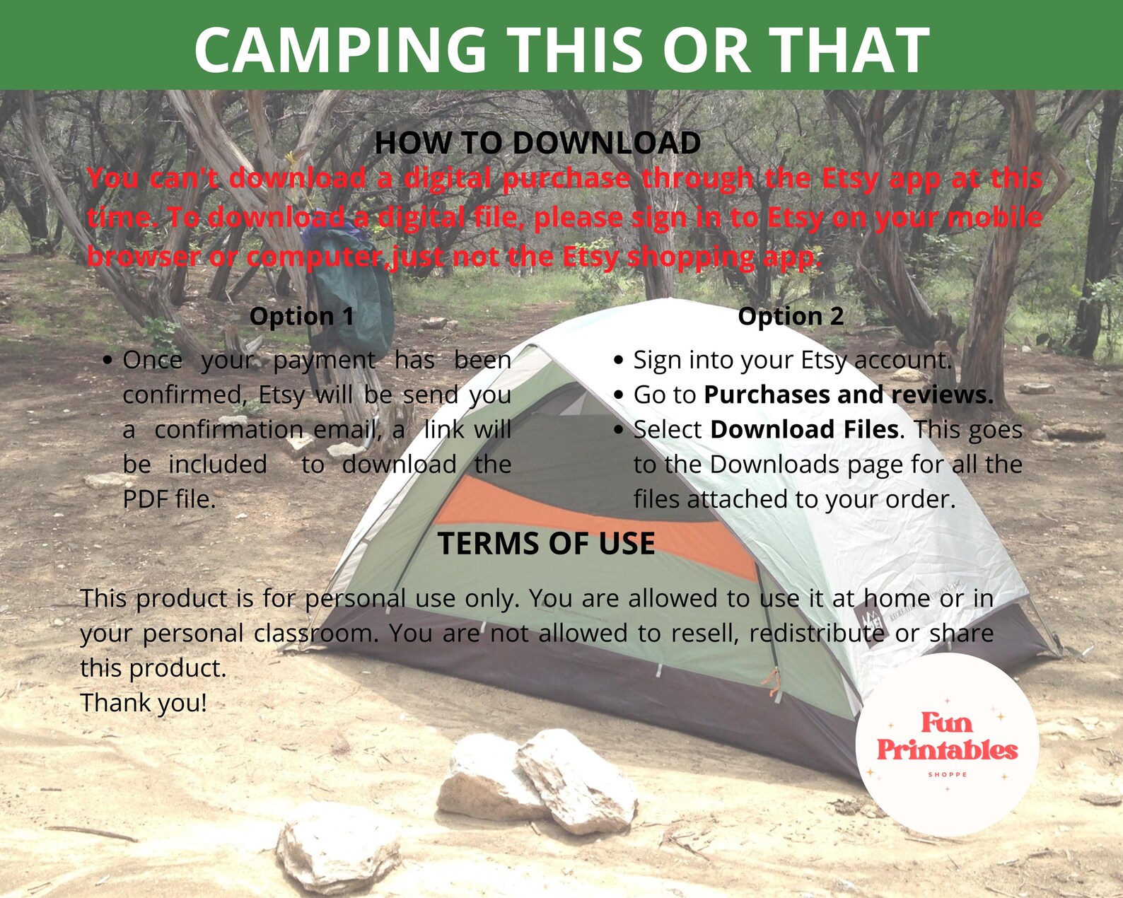 Camping This or That,campground Games,would You Rather,camping Party ...