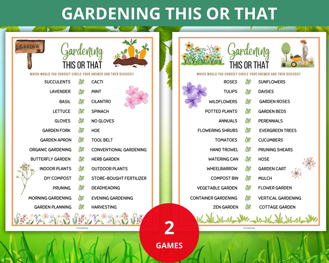 Gardening This or That Game,gardening Would You Rather,gardening Party ...