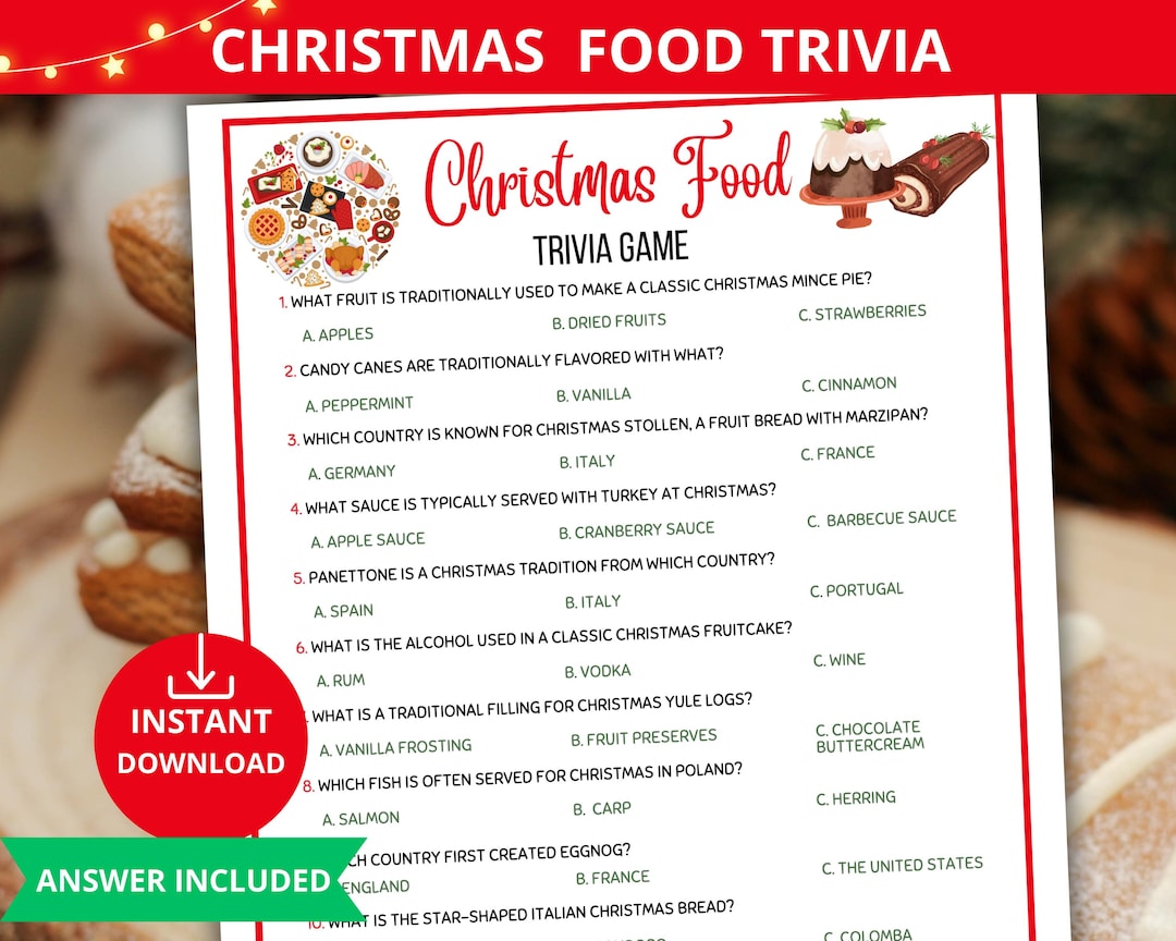 Christmas Food Trivia Game,food Trivia,christmas Trivia,holiday Trivia ...