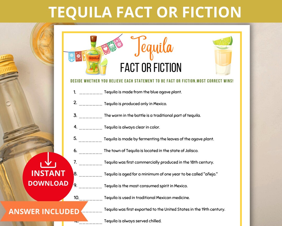 Tequila Fact or Fiction,tequila True or False,tequila Party Games ...