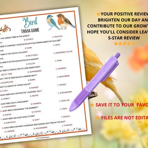 Bird Trivia Game,birds Quiz,animal Trivia,zoo Trivia,wildlife Quiz ...
