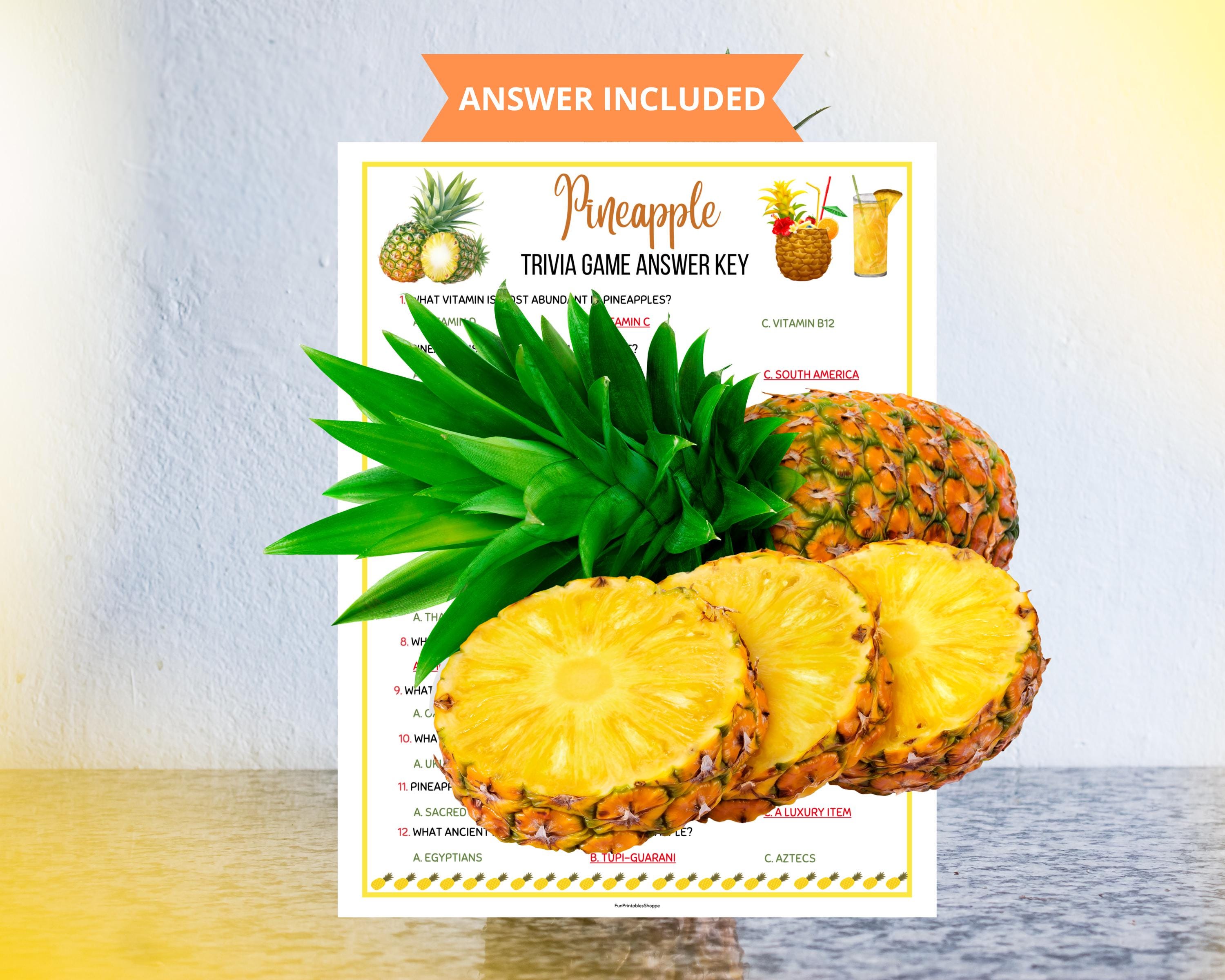 Pineapple Trivia Game,hawaiian Party Game,luau Birthday,tropical Game ...