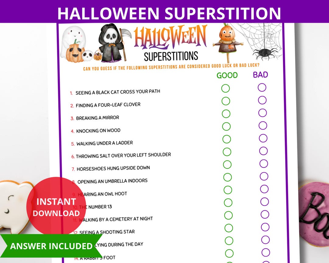 Halloween Superstition Trivia,superstition Game,halloween Quiz ...