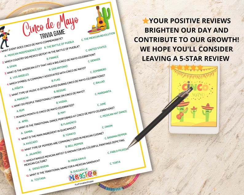 Cinco De Mayo Trivia Game,cinco De Mayo Trivia Questions,cinco De Mayo ...