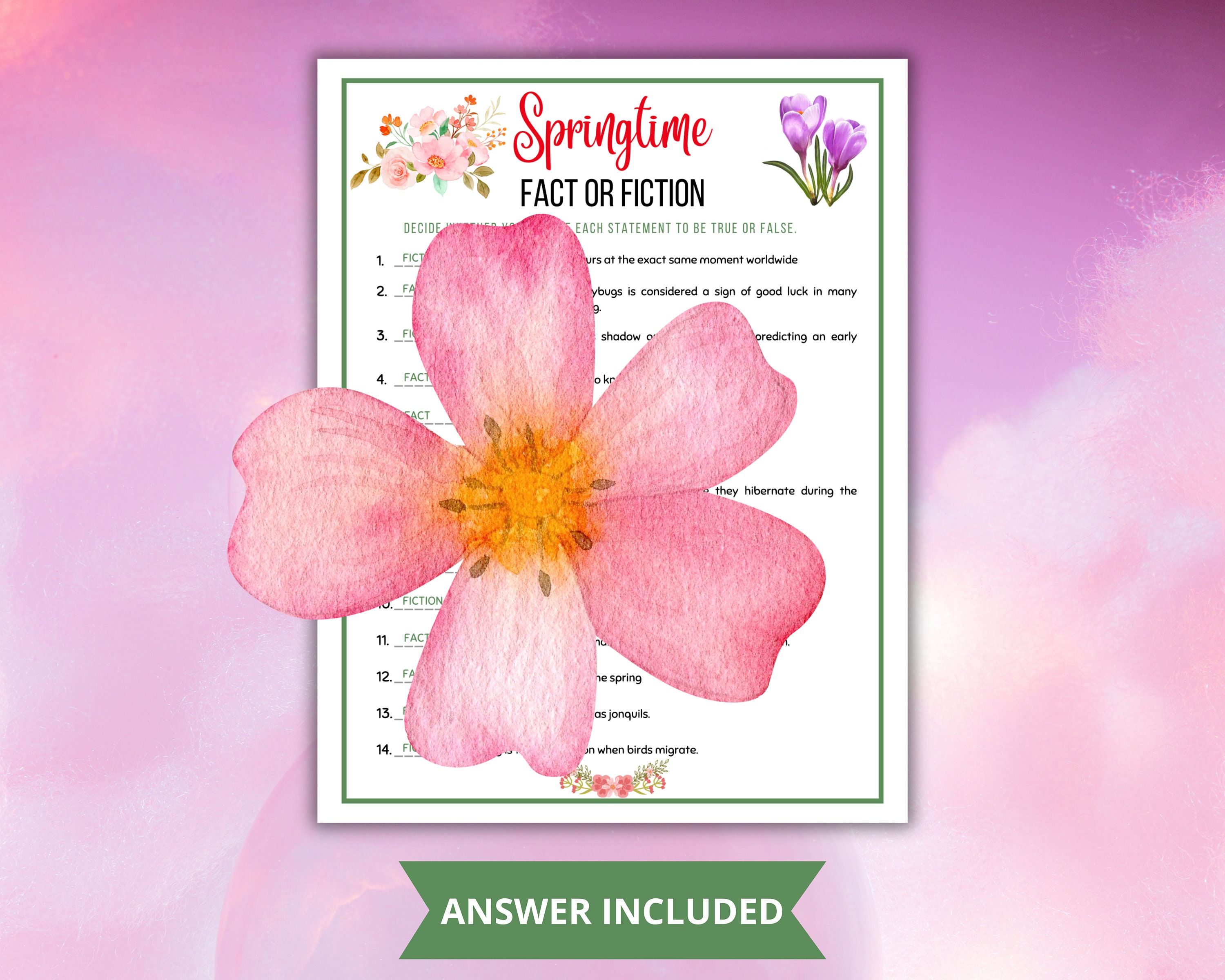 Spring Fact or Fiction,spring Trivia,spring Quiz ,spring True or False ...