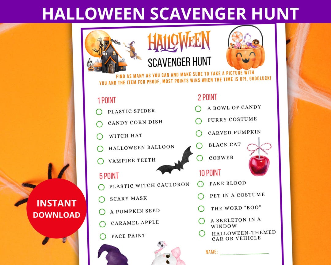 Halloween Photo Scavenger Hunt,outdoor Scavenger Hunt,fun Halloween ...