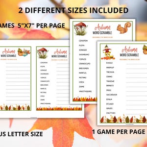 Fall Word Scramble,autumn Word Scramble,fall Activity,family Game ...