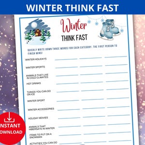 Winter Think Fast Game,winter Word Party Game,winter Office Game,winter ...