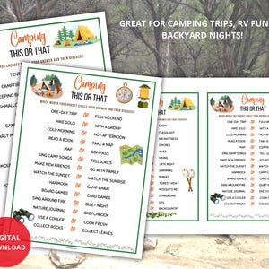 Camping This or That,campground Games,would You Rather,camping Party ...