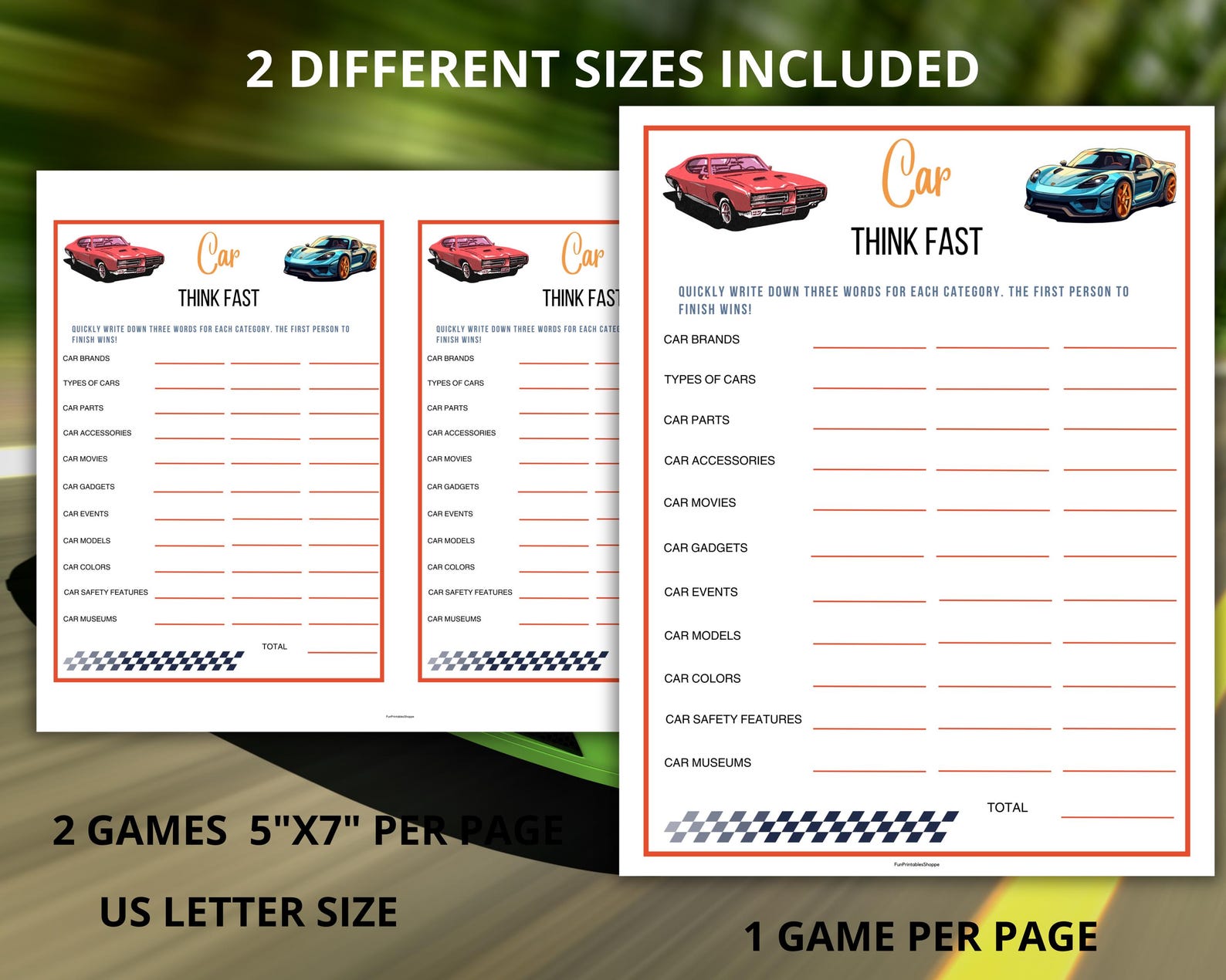 Car Think Fast Game,car Trivia Game,car Party Idea,auto Trivia,vehicle ...