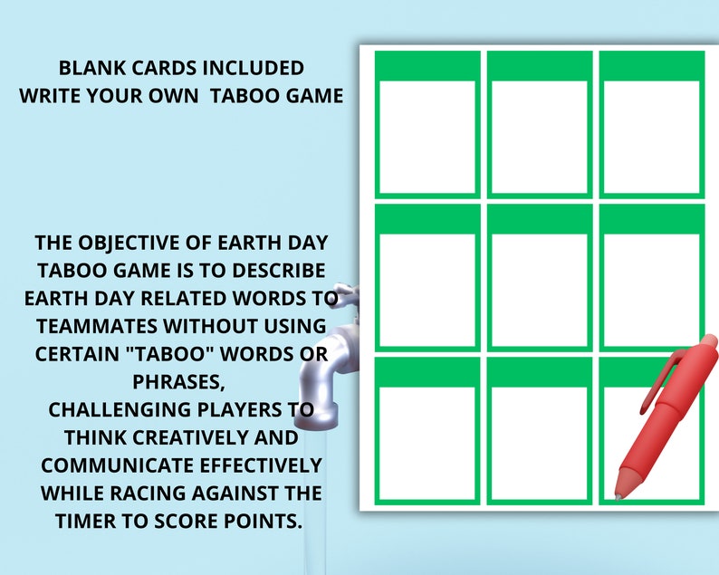 Earth Day Taboo Card Game,taboo Game, Earth Day Activity,spring ...