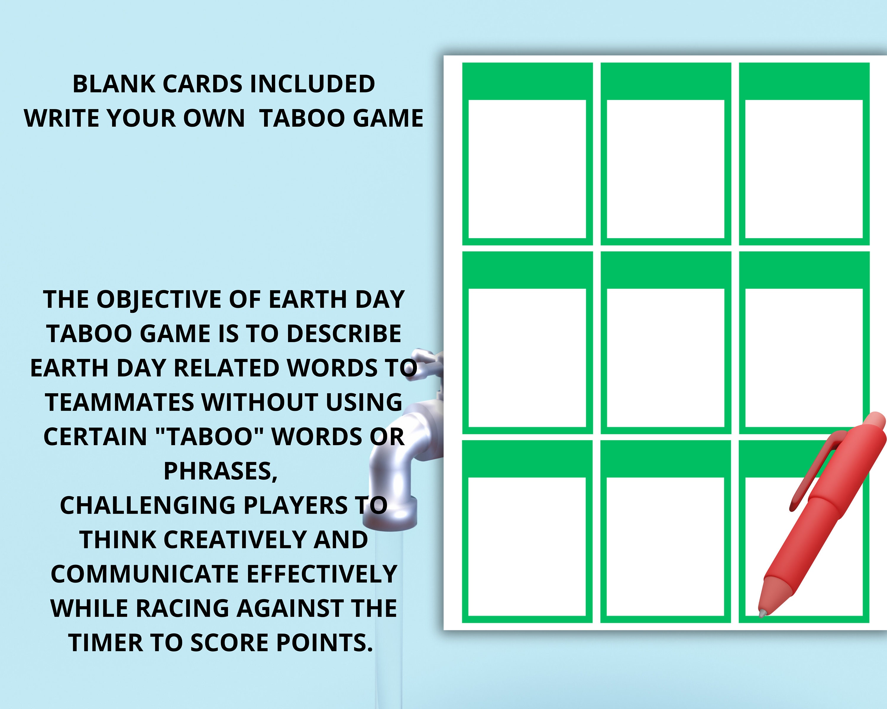 Earth Day Taboo Card Game,taboo Game, Earth Day Activity,spring ...