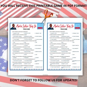 Martin Luther King Jr Trivia Game,mlk Jr Day Trivia,america History ...
