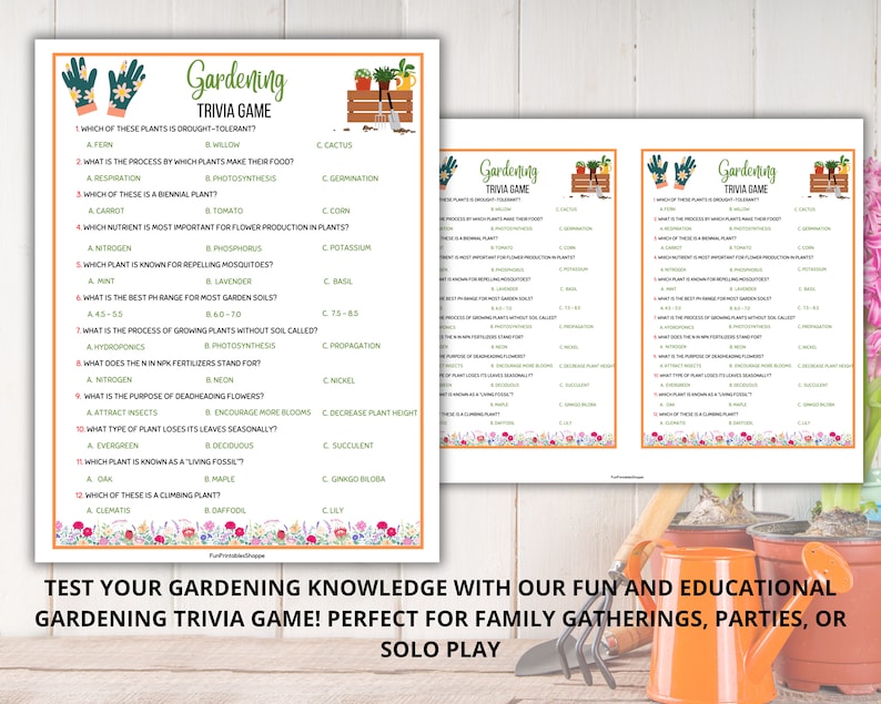 Gardening Trivia Game,vegetable Trivia,plants Trivia,garden Questions ...