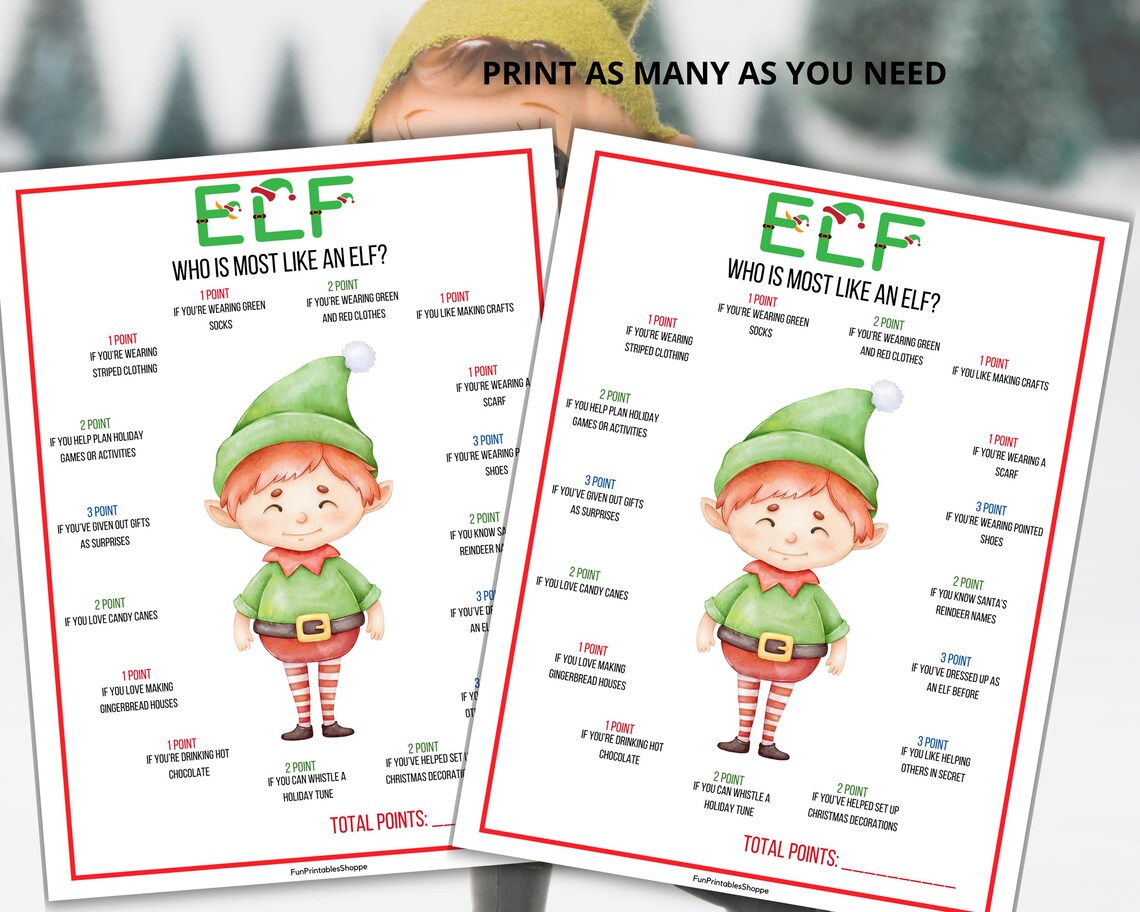 Who is Most Like an Elf,christmas Elf Game,mix and Mingle Game,family ...