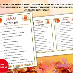Autumn Fact or Fiction,fall Trivia,fall Trivia Question,autumn Quiz,fun ...