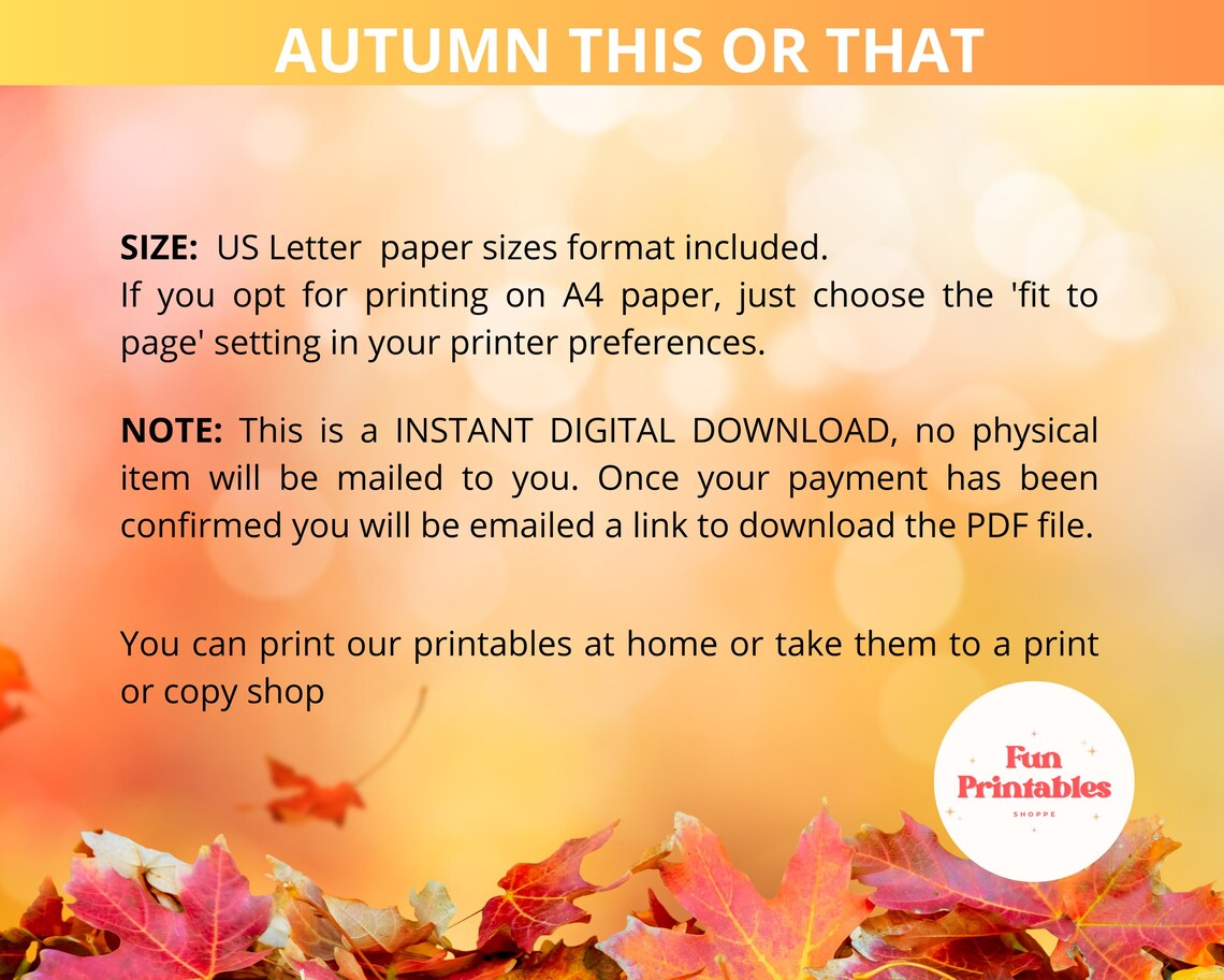 Fall This or That,fall Trivia,autumn Party Game,fall Time Activities ...