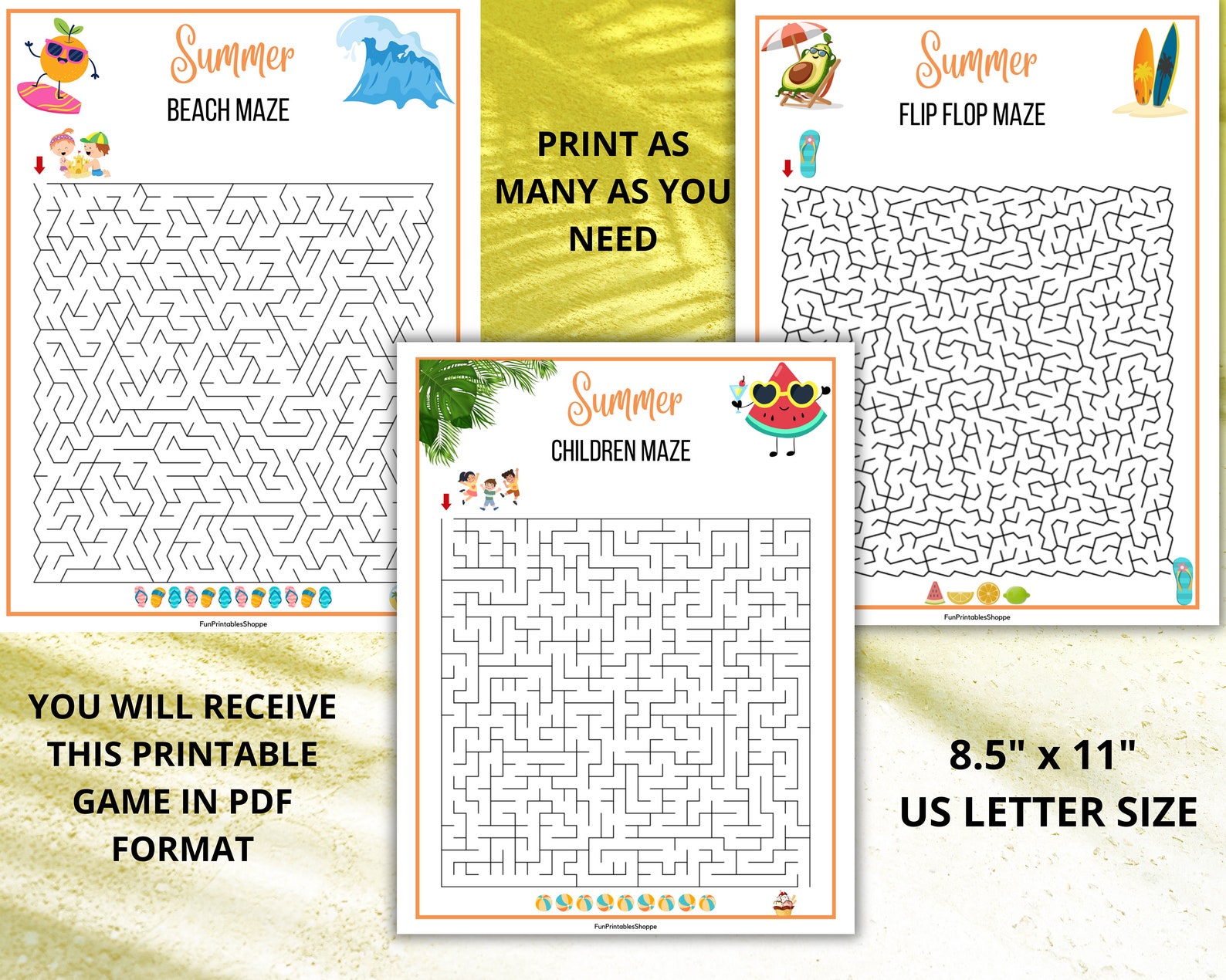 Summer Maze,summer Activity for Adults,summertime Party Games,summer ...