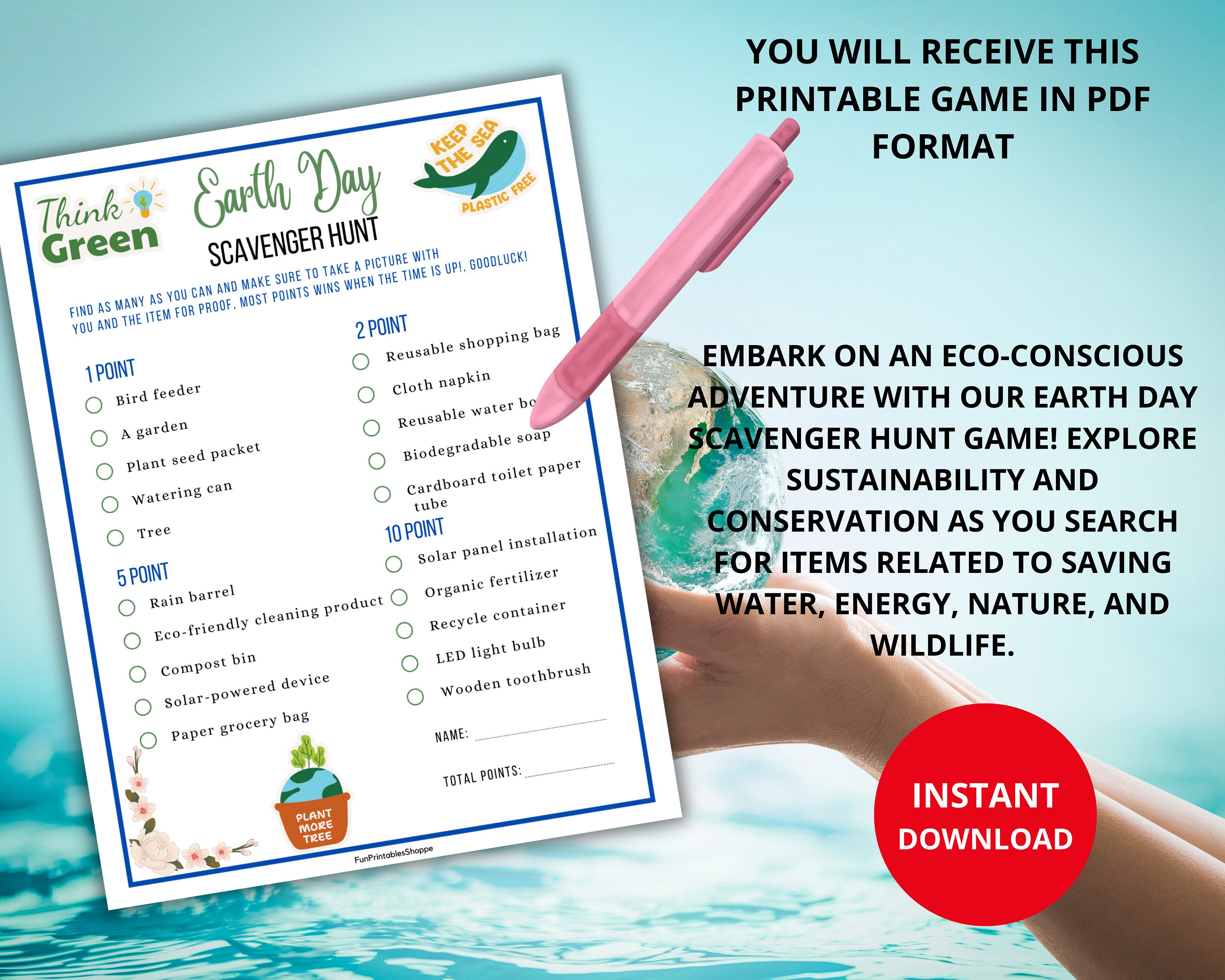 Earth Day Scavenger Hunt Game,spring Games,earth Day Activities, Adults ...
