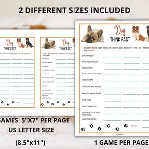 Dog Think Fast,dog Trivia Game,dog Party Games,dog Quiz,dog Birthday ...