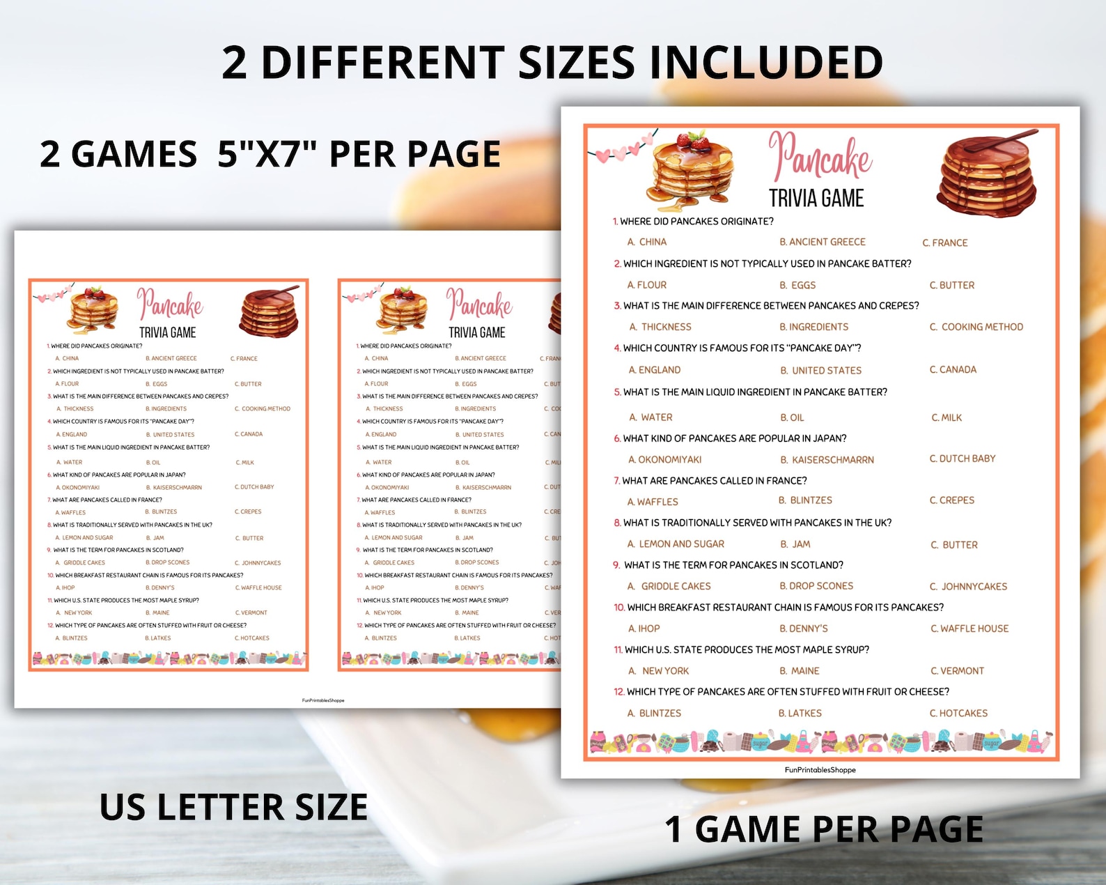 Pancake Game Bundle,pancake Party Games,pancake Day Game,slumber Games ...