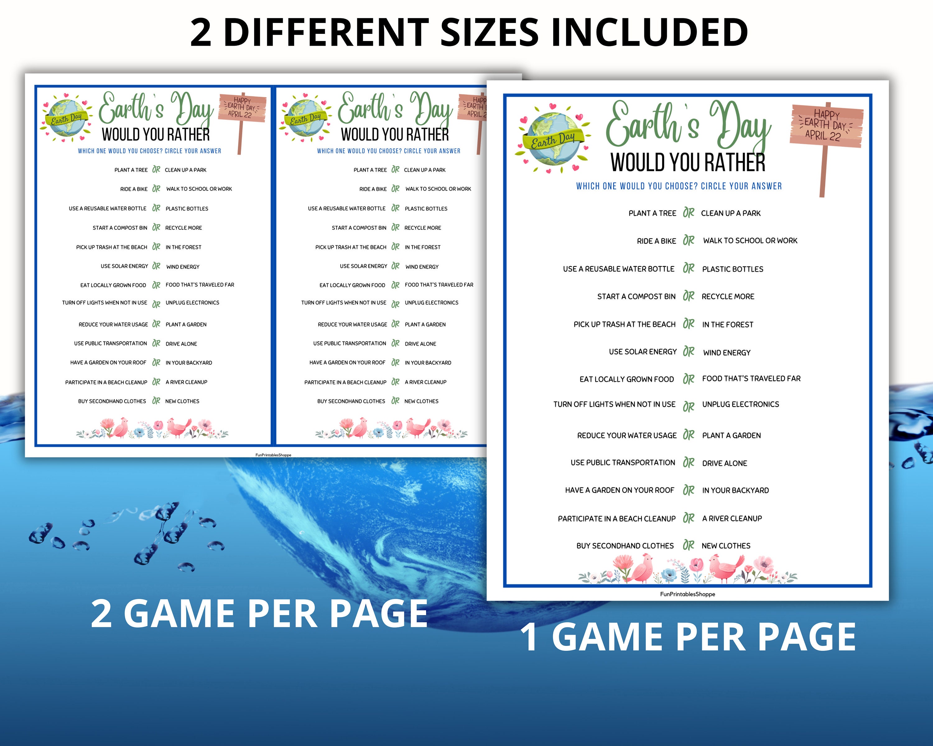 Earth Day Would You Rather Game, This or That Game,earth Day Activity ...